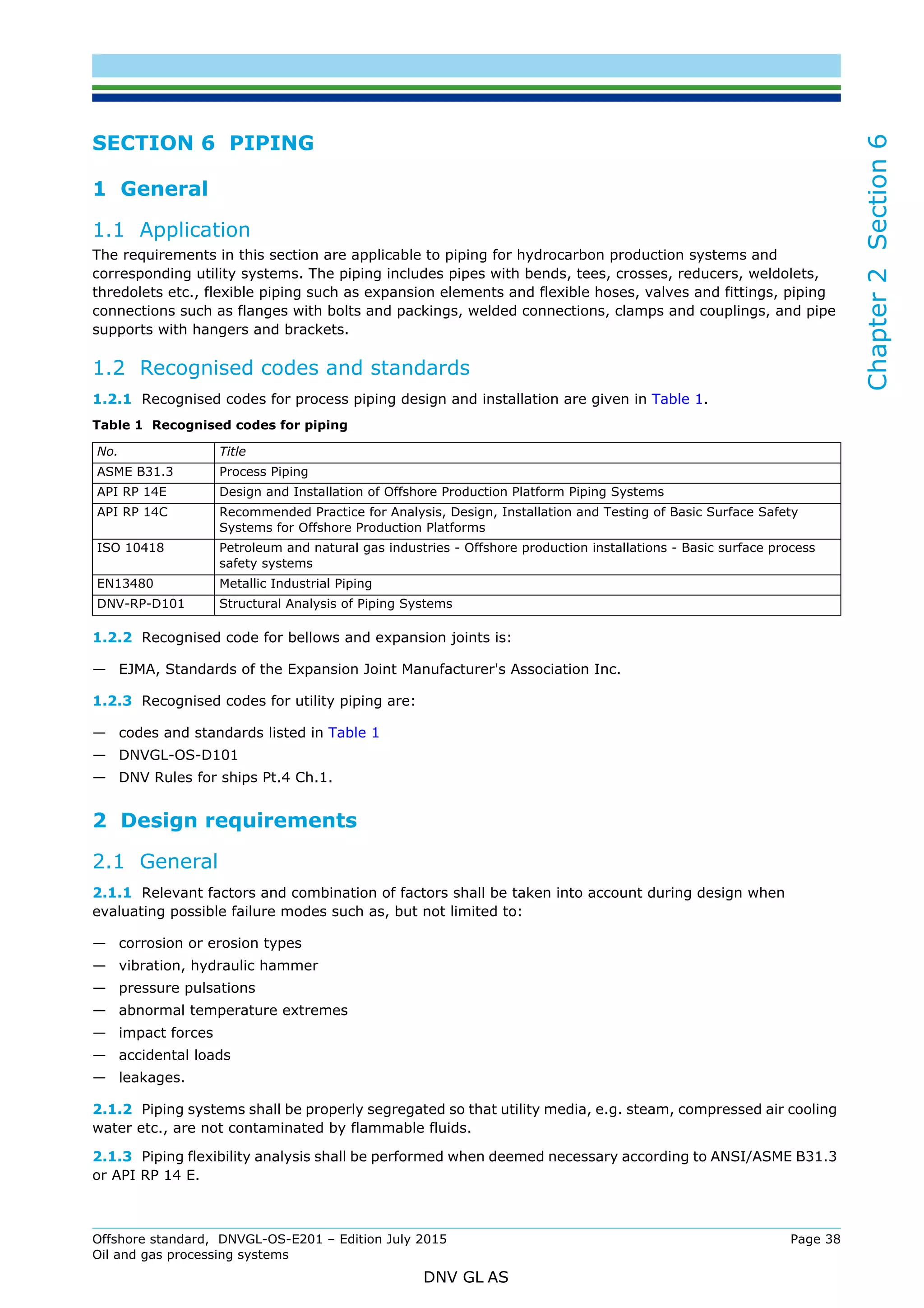 Oil and gas processing systems dnvgl os-e201 | PDF