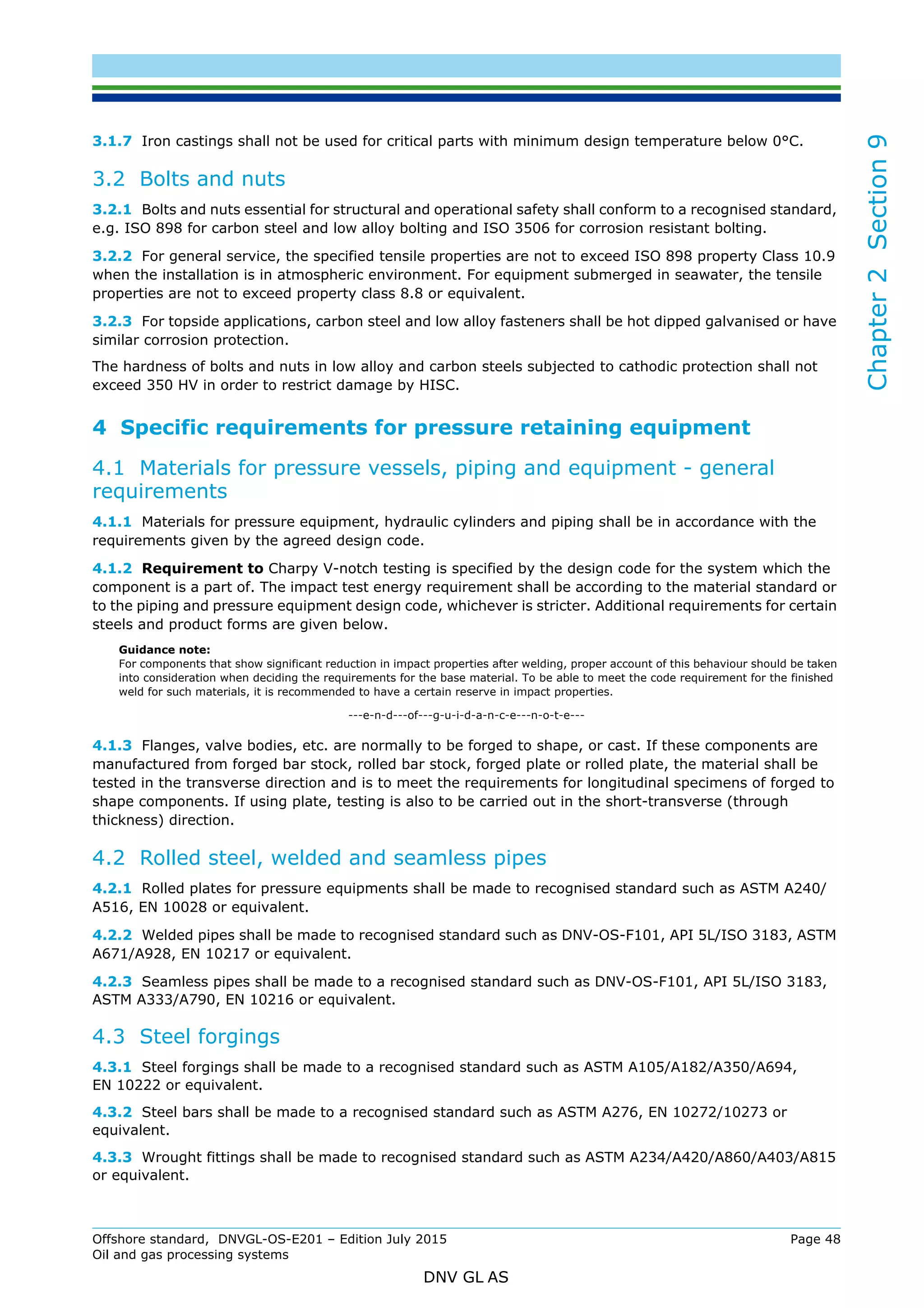 Oil and gas processing systems dnvgl os-e201 | PDF
