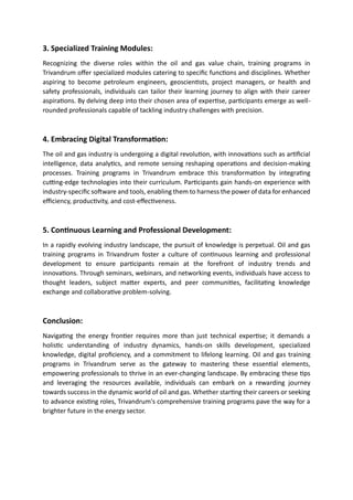 oil and gas training in Trivandrum | PDF