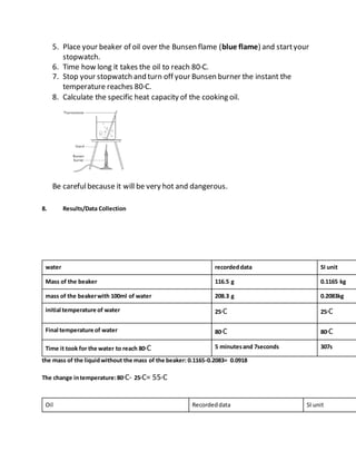 Oil and water specific heat capacity | DOCX