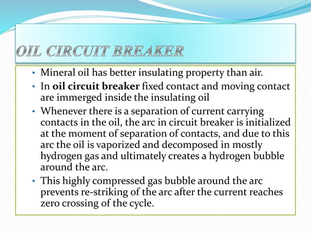 Oil circuit breakers | PPTX | Chemistry | Science