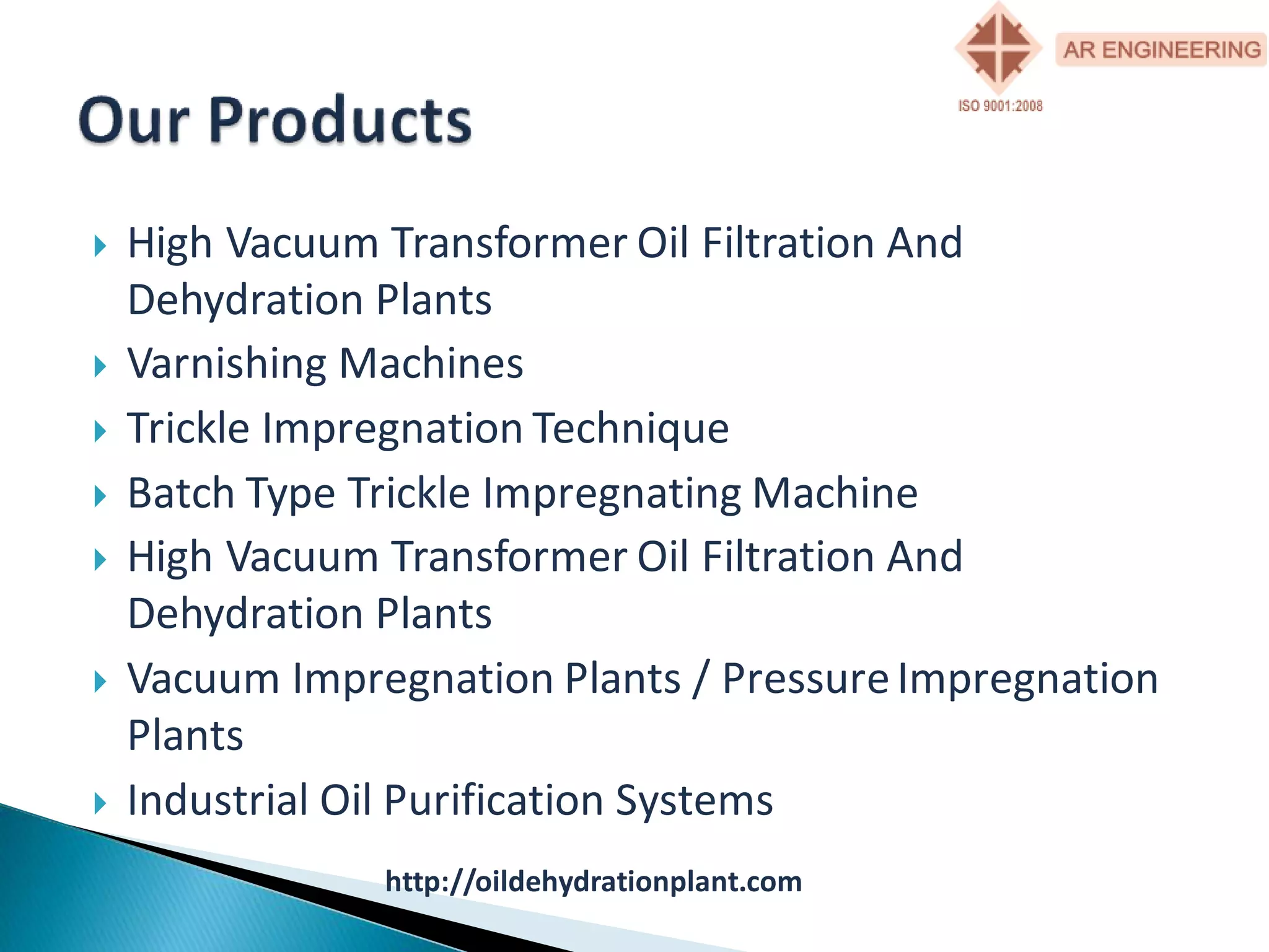 AR Engineering - Transformer Oil Filtration Plants & Oil Purification ...