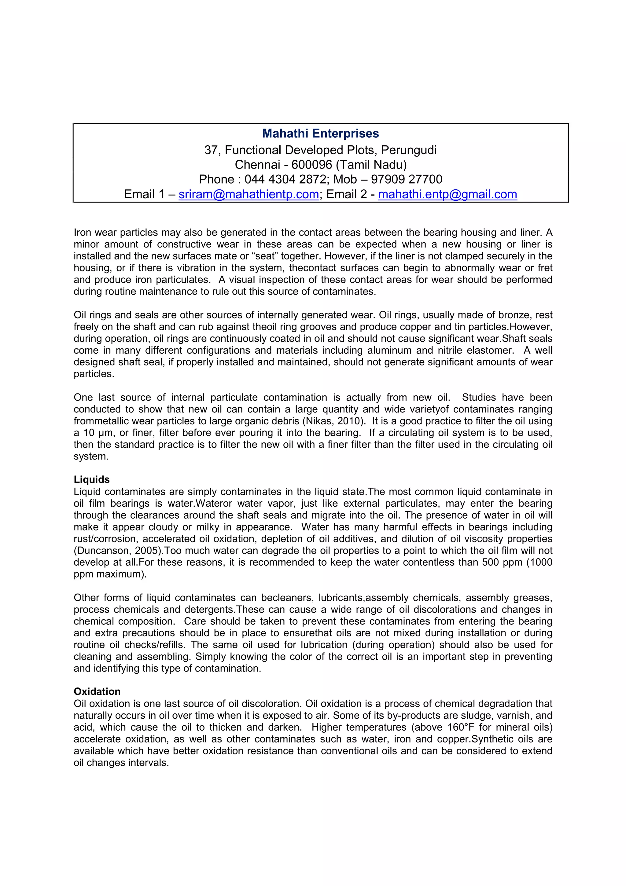 Oil discoloration in oil film bearings | PDF
