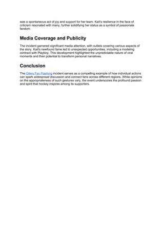 Oilers Fan Flashing: Controversy Meets Unmatched Team Spirit | PDF