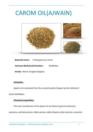 extraction of essential oils chemistry project | PDF