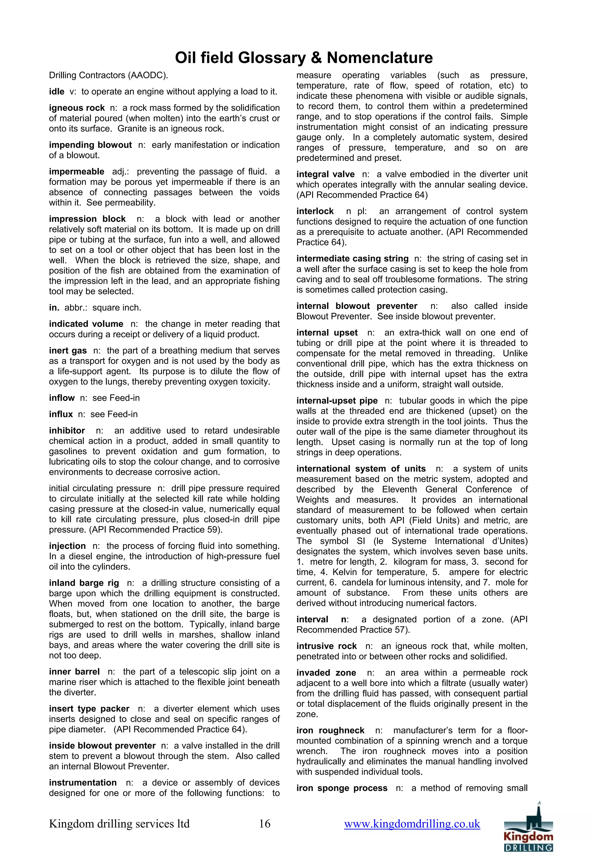 Oilfield glossary | PDF