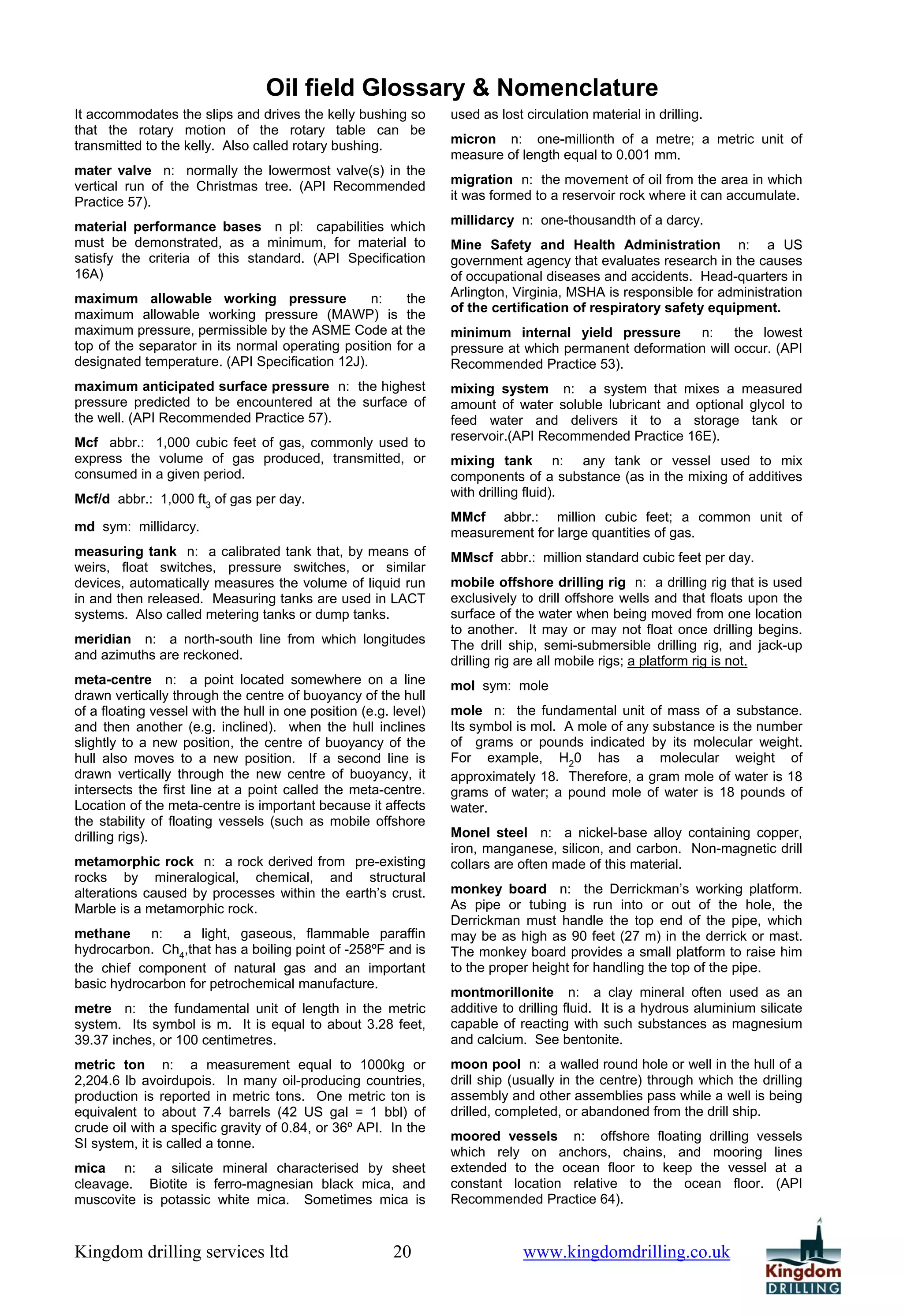Oilfield glossary | PDF