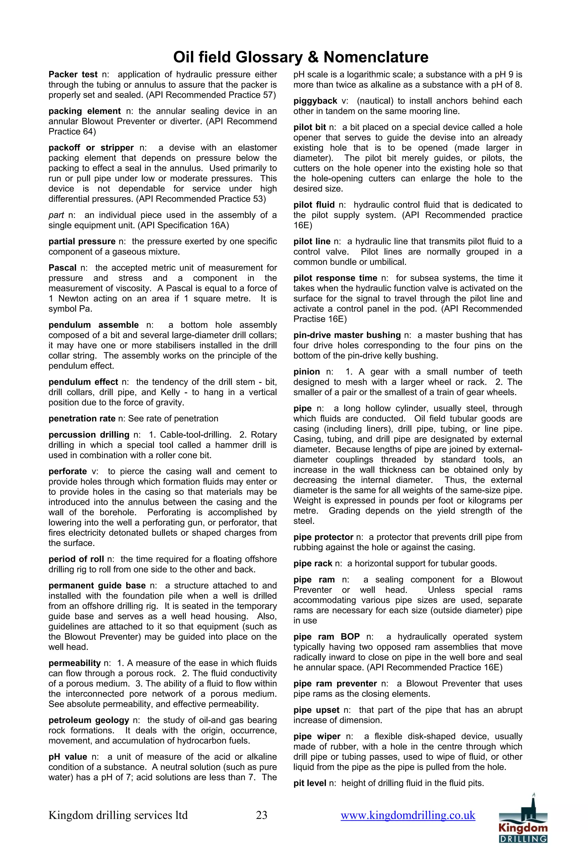 Oilfield glossary | PDF