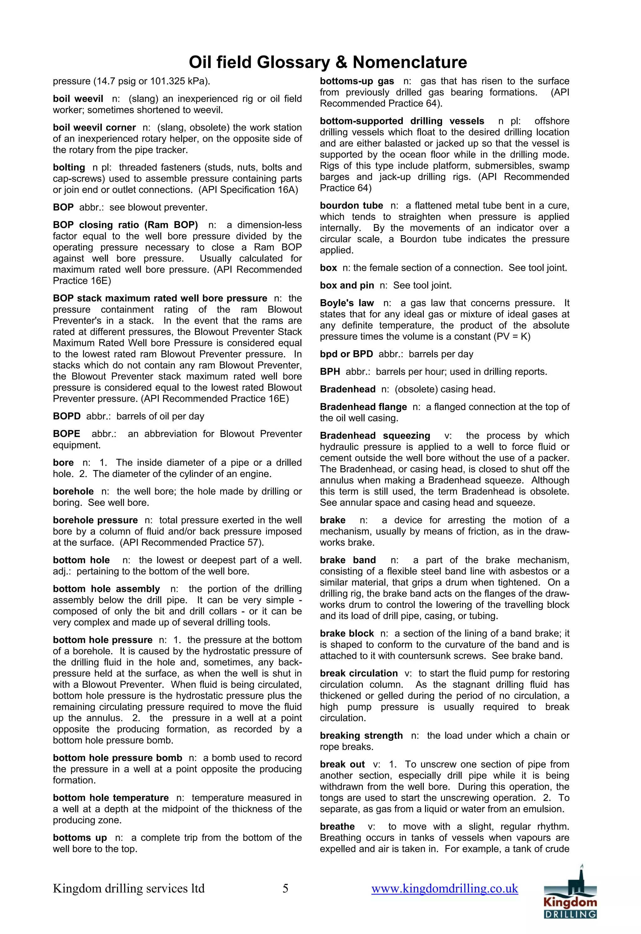 Oilfield glossary | PDF
