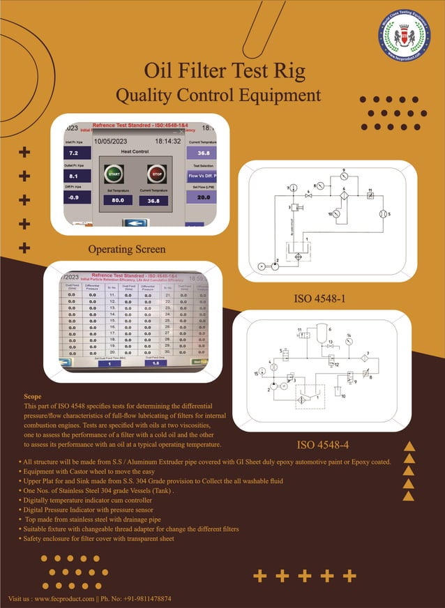 ISO 4548-1 & ISO 4548-4 Oil Filter Test Equipment | PDF