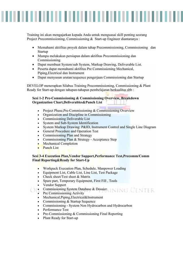Oilgascourse.com Precommissioning, Commissioning & Plant Ready for ...