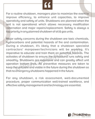 Oil & Gas Processing Unit Shutdown - Based on a detailed article from B ...
