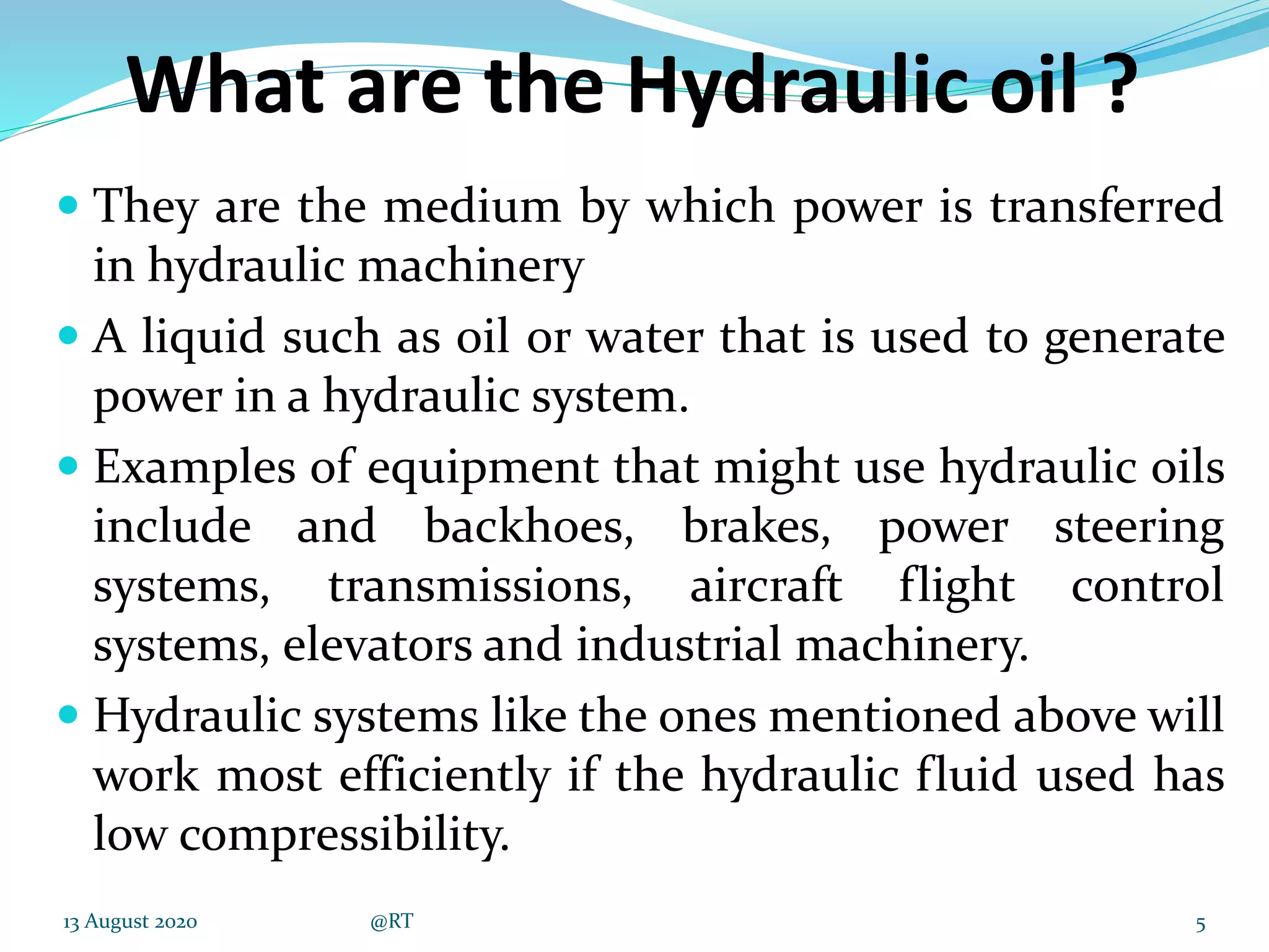 System Components, Hydraulic Oils, Fluid Properties and Filter | PPT