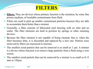 System Components, Hydraulic Oils, Fluid Properties and Filter | PPT