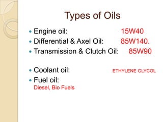 Oil & its leakage in medium & heavy commercial vehicle ppt | PPTX