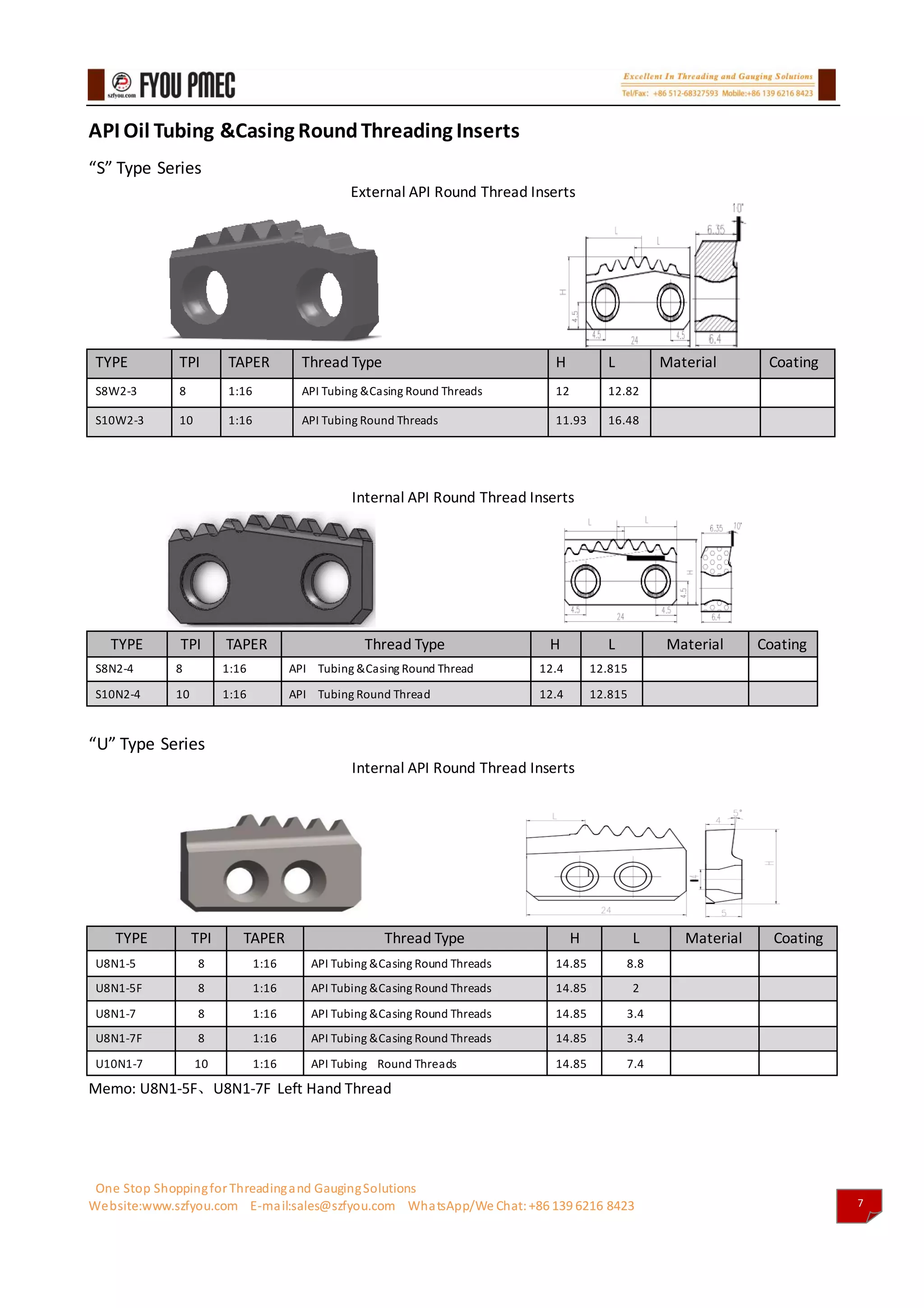 Oil pipe threading inserts catalog2017 | PDF