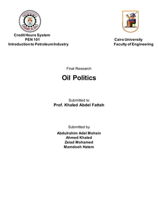 Overview of Oil politics | DOCX