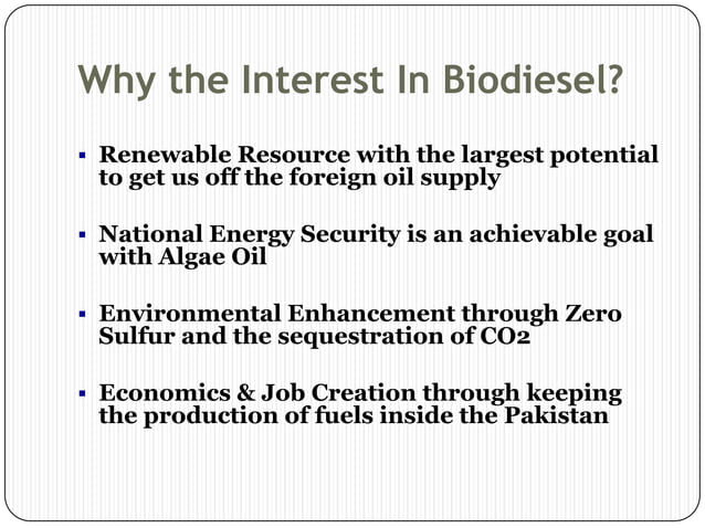 Biodiesel production from algae | PPTX | Chemistry | Science