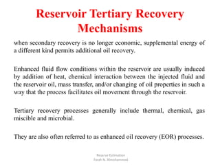 Oil Recovery and reservoir engineeringff | PDF