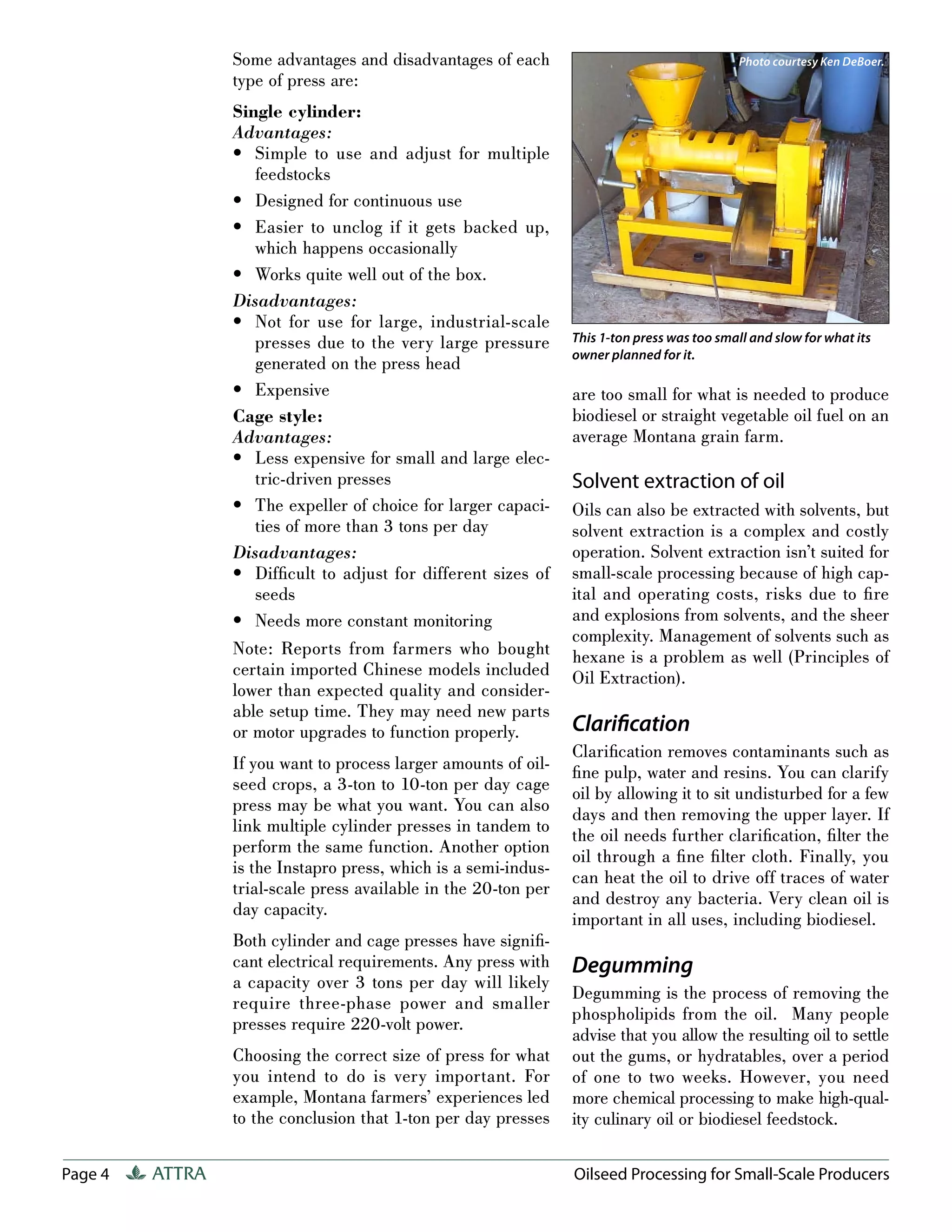 Oilseed Processing for Small-Scale Producers | PDF