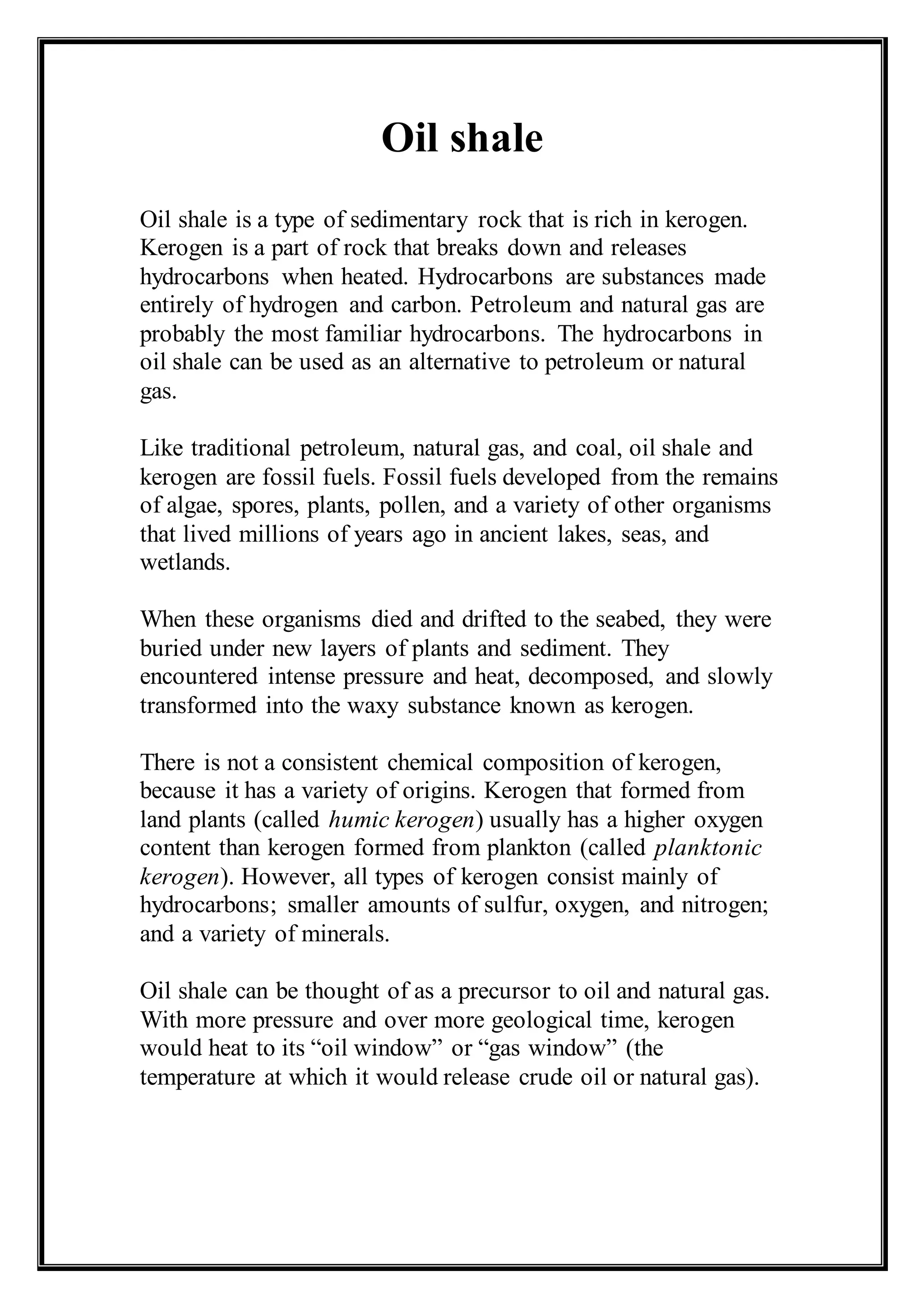 Oil shale | DOCX