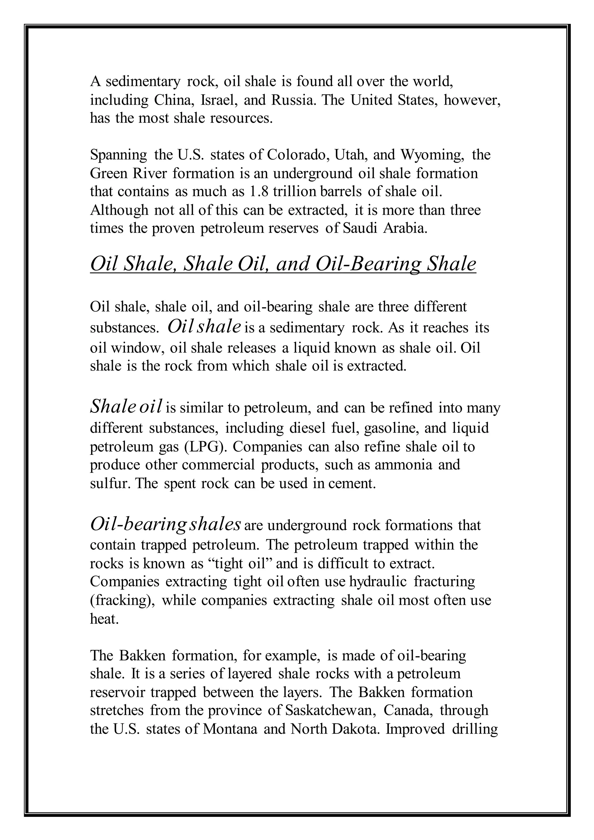 Oil shale | DOCX