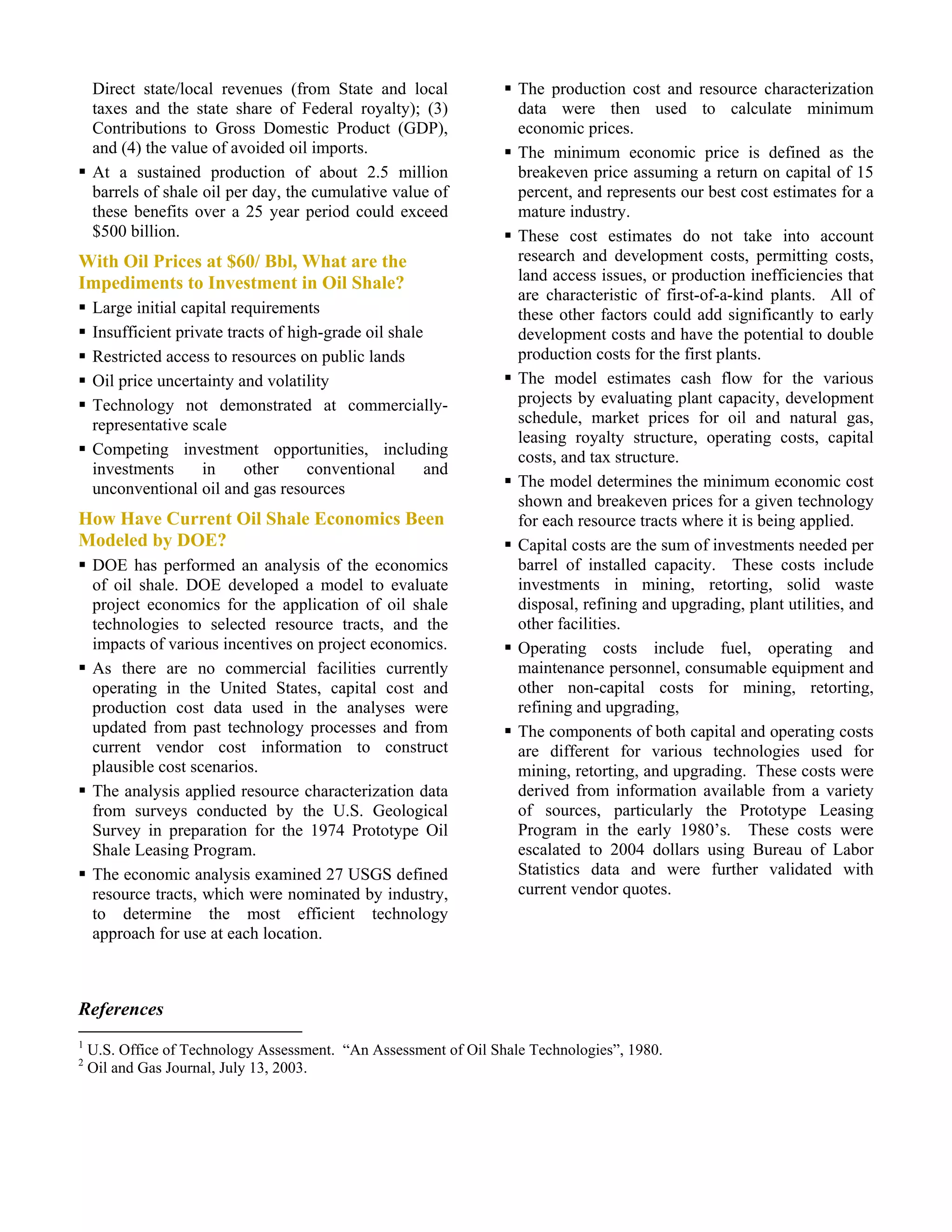 Oil shale economics_fact_sheet usa | PDF
