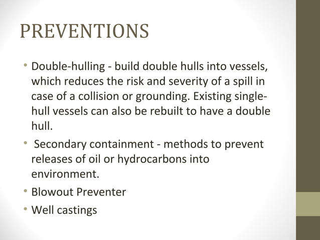 Oil spills prevention | PPT