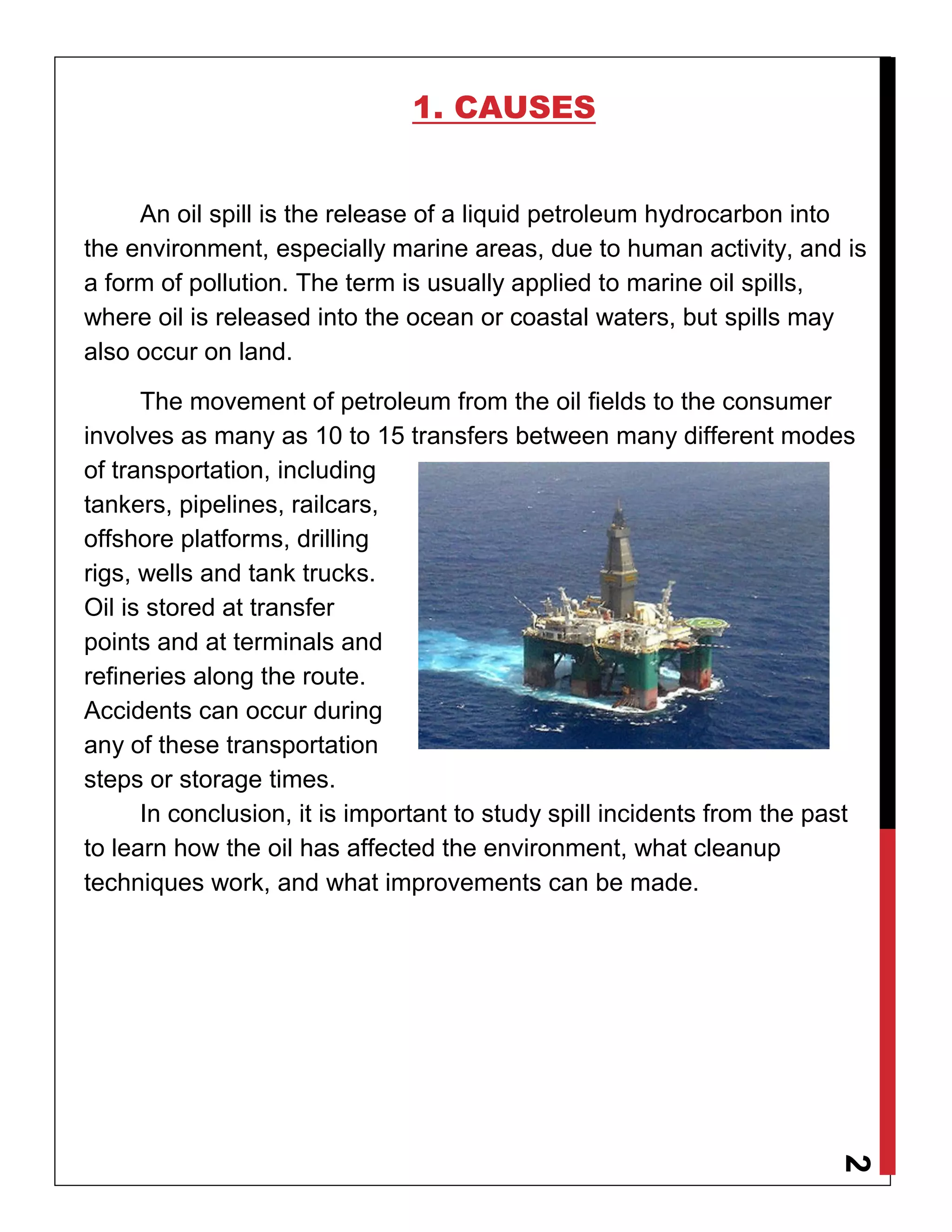 Oil spills and its environemental impact | PDF