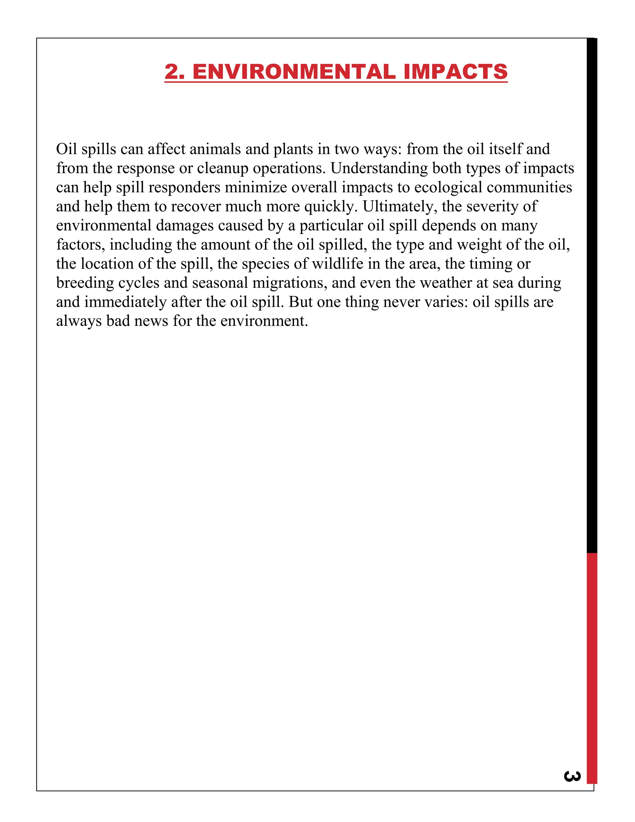 Oil spills and its environemental impact | PDF