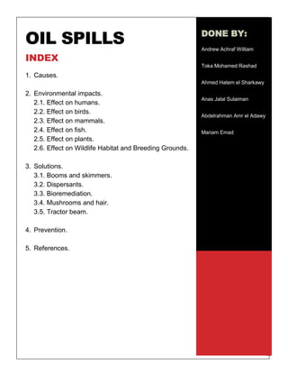 Oil spills and its environemental impact | PDF