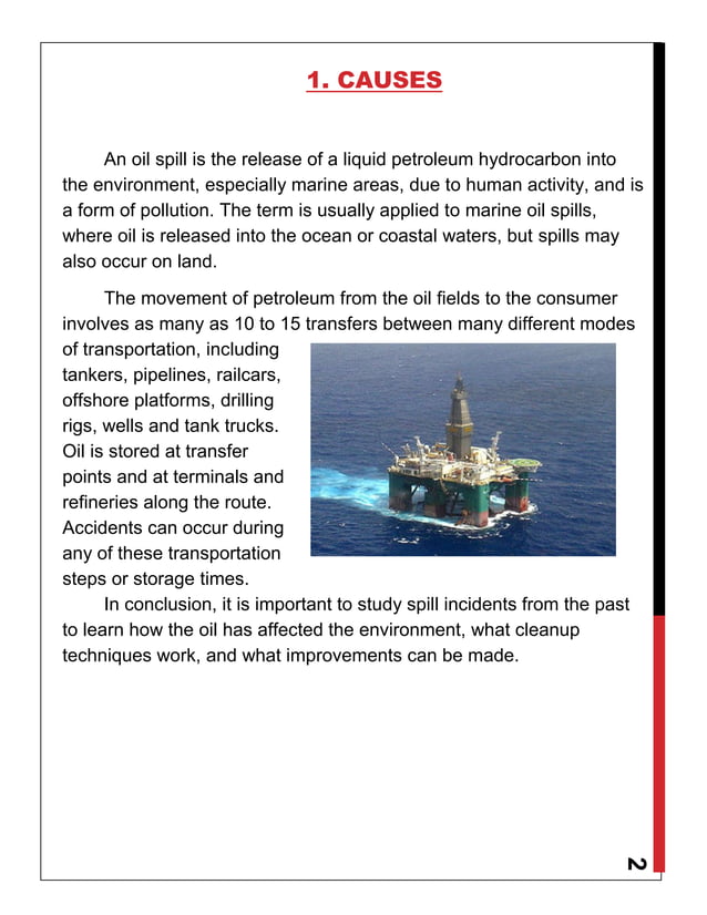 Oil spills and its environemental impact | PDF