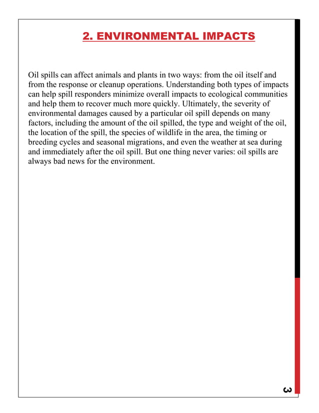 Oil spills and its environemental impact | PDF