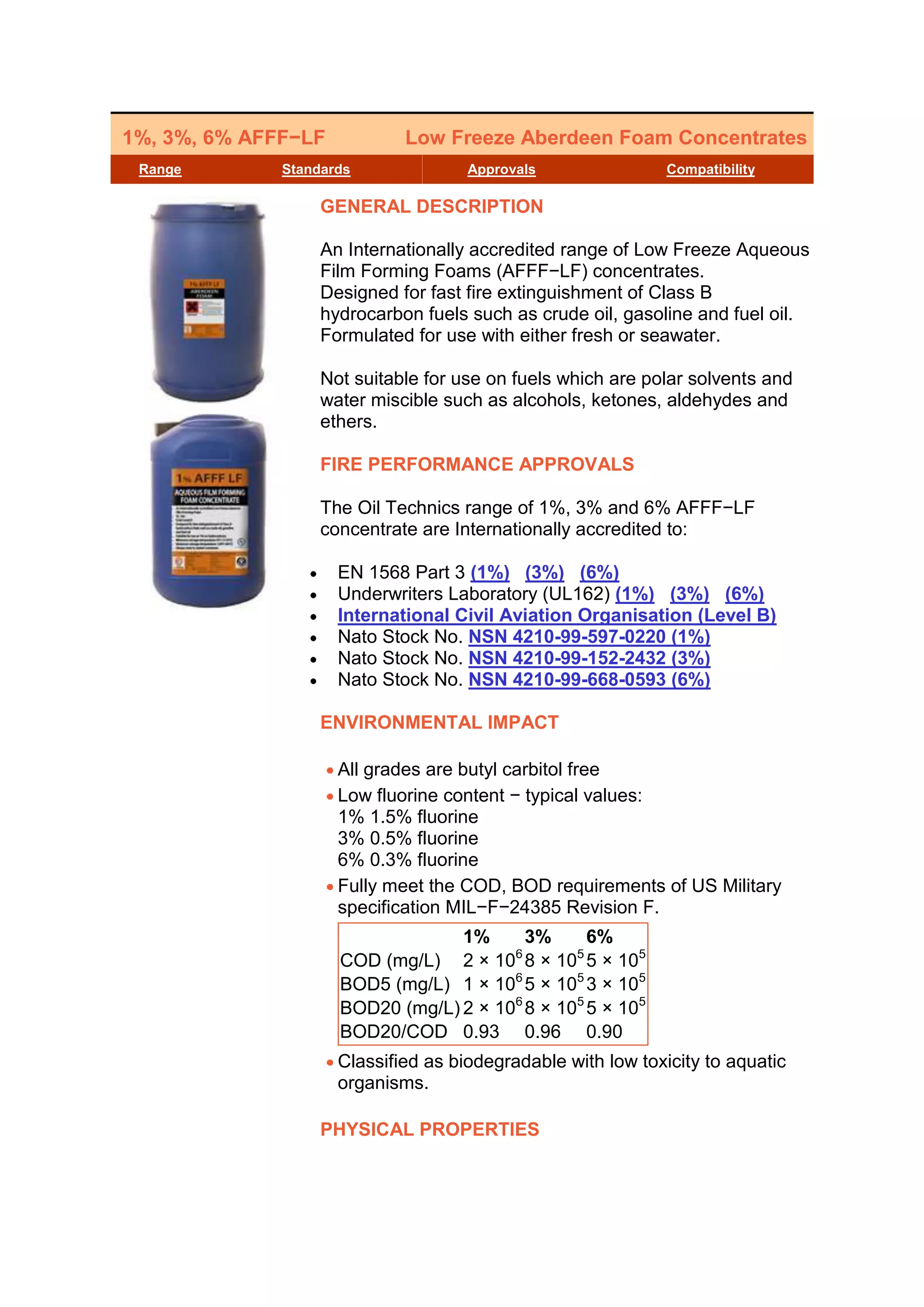Oil Technics Ltd: AFFF-LF Fire Fighting Foam | DOCX