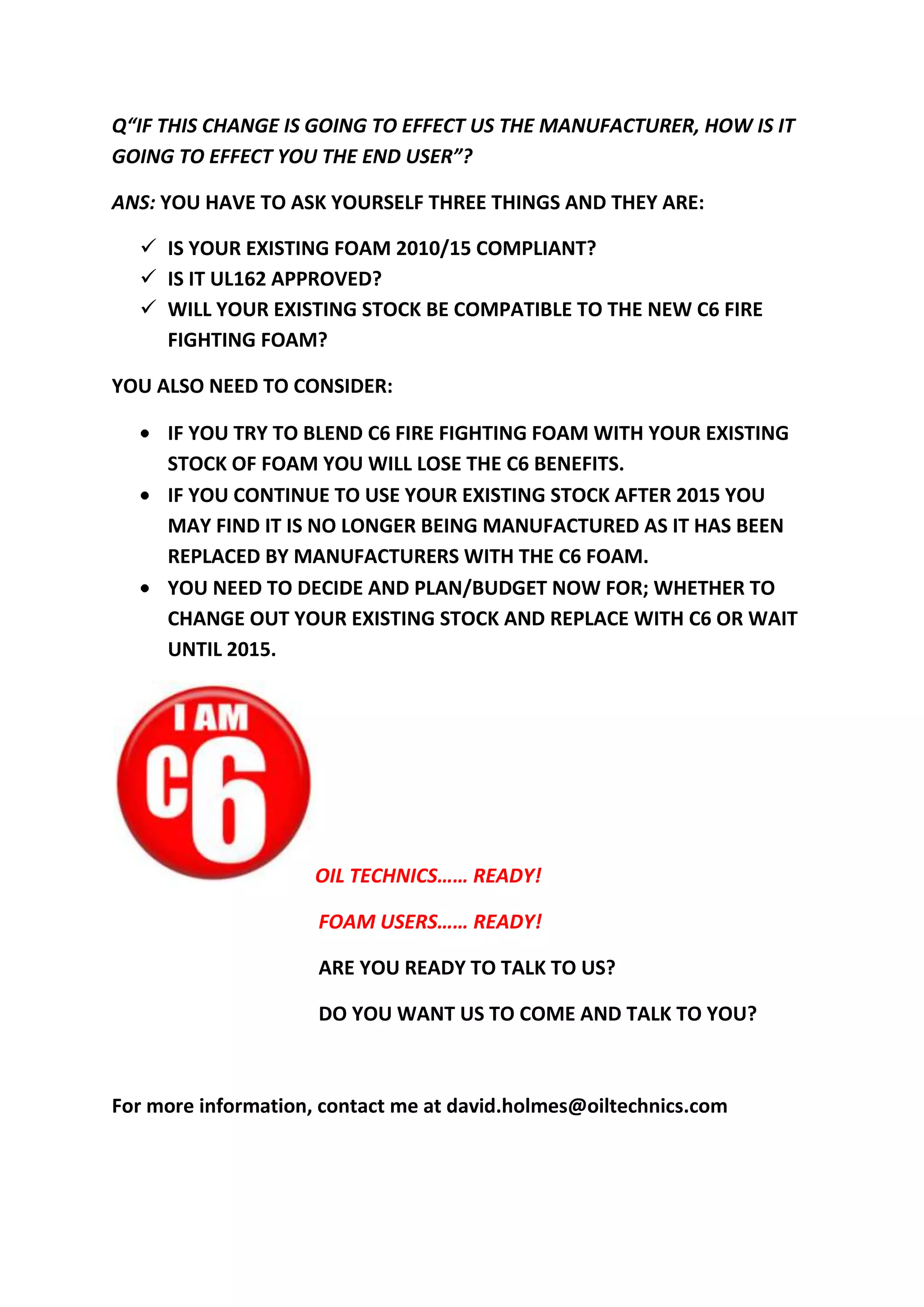 Oil Technics Ltd C6 Fire Fighting Foam | PDF