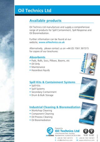 Oil Technics Lltd Spill Training Manual | PDF