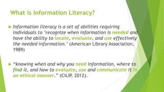 Identifying Evaluation Standards for Online Information Literacy ...