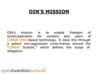 OIN and the Patent Non-Aggression Community | PPT