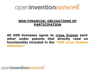 OIN and the Patent Non-Aggression Community | PPT