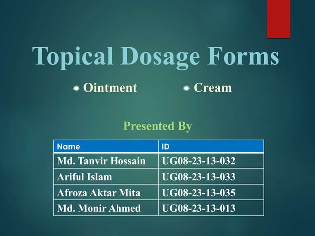 Ointment and cream by Anik | PPTX | Skin and Dermatology | Diseases and ...