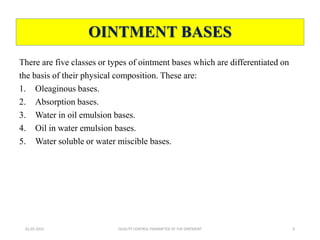 OINTMENT PARAMETER BY DR AJITH KUMAR | PPTX