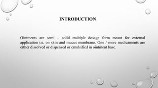 Ointments, types of ointments, ointment base, classification of ...
