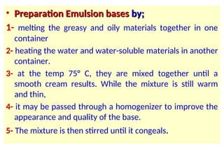 Ointments[1]. ppt | PPT | Skin and Dermatology | Diseases and Conditions