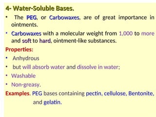 Ointments[1]. ppt | PPT | Skin and Dermatology | Diseases and Conditions