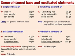 Ointments[1]. ppt | PPT | Skin and Dermatology | Diseases and Conditions