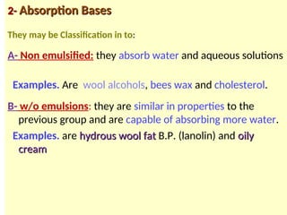 Ointments[1]. ppt | PPT | Skin and Dermatology | Diseases and Conditions
