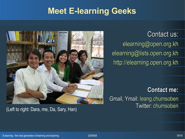 BarCamp Phnom Penh 2008 - E-learning in Cambodia | PPT