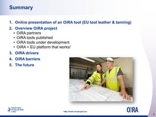 OiRA - Online interactive Risk Assessment - an overview of the project ...