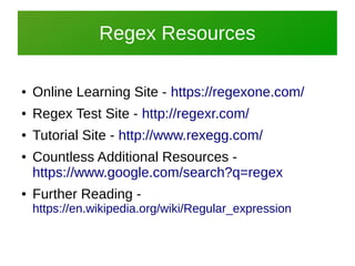 OISF: Regular Expressions (Regex) Overview | PPT