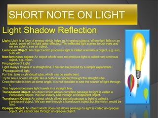 Light and shadow and reflection | PPTX